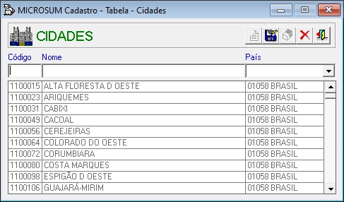Cadastro de cidades – Microsum Tecnologia