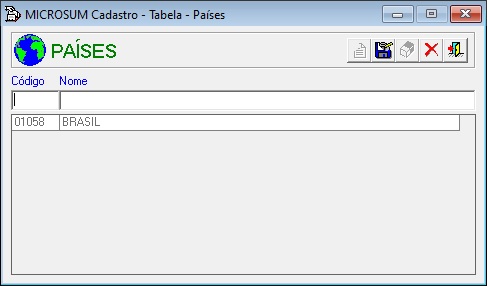 Cadastro de países – Microsum Tecnologia