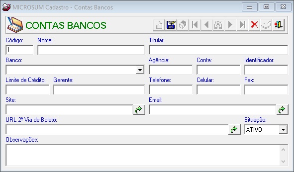 Cadastro de contas bancos – Microsum Tecnologia