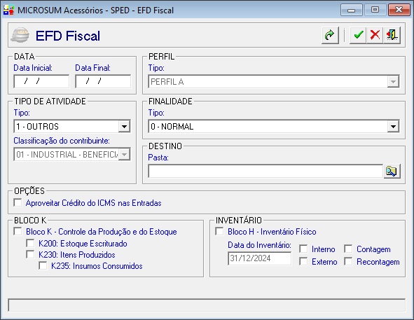 Gerar o arquivo SPED EFD Fiscal – Microsum Tecnologia